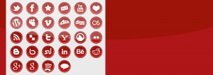 Red Stitched Social Media Icon Set - PhotoshopBuzz